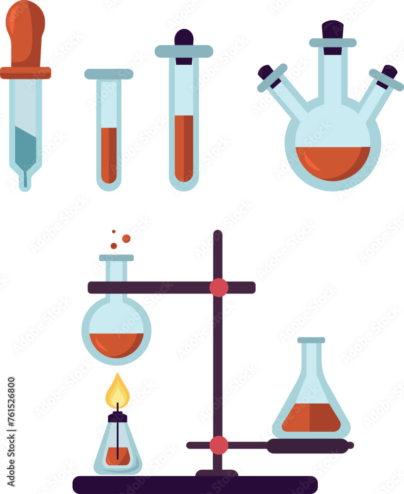 Test tube vector illustration set. Glass test tube laboratory objects ...