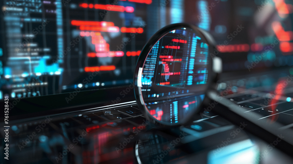 Zoomed in on the world of cybersecurity, magnifying glass over a ...