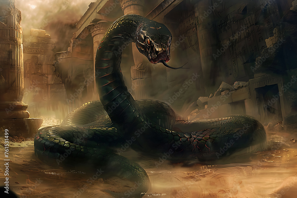 Mystical and enchanting image of a large, magical snake with iridescent ...