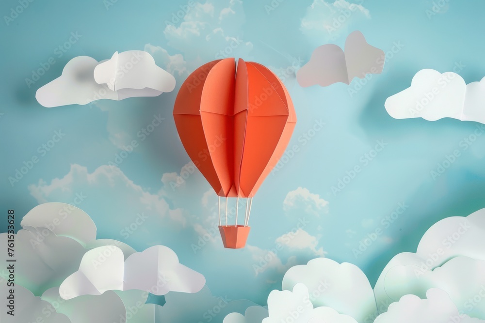 Papercraft art stock image of a whimsical paper hot air balloon ...