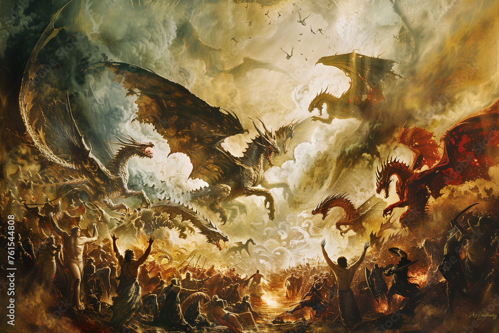 The final battle between good and evil, with Michael and his angels ...