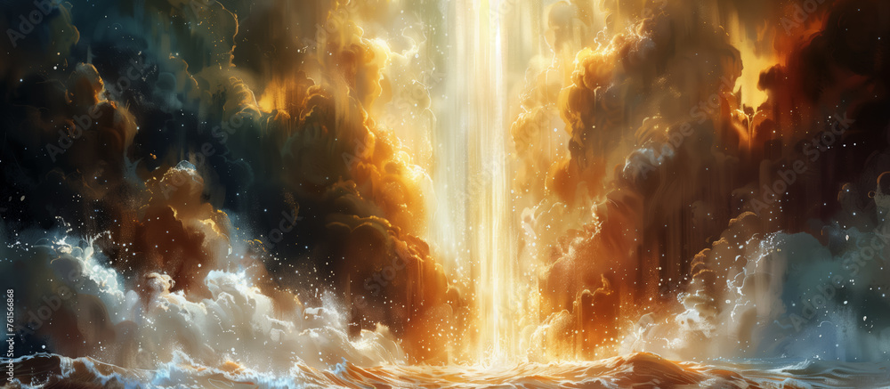 An artistic visual interpretation of the biblical moment where light is ...