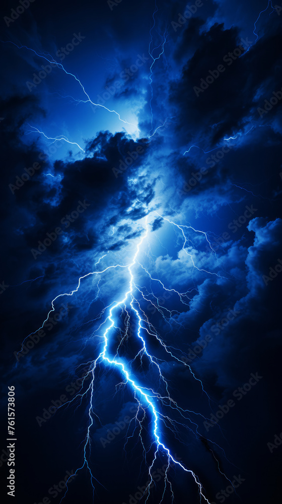 Majestic lightning strike branching out across a stormy night sky ...