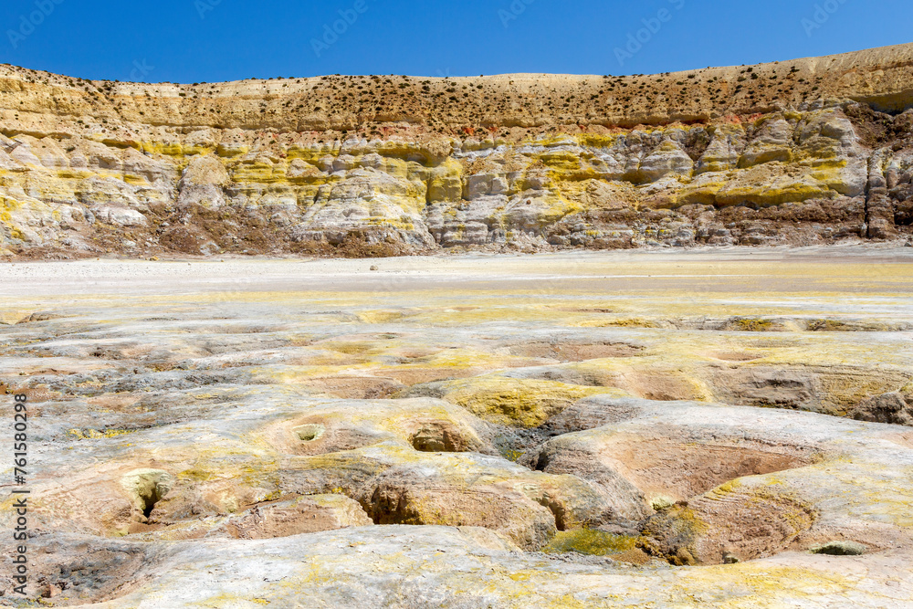 Otherwordly landscape at the crater Stefanos, within the active volcano ...