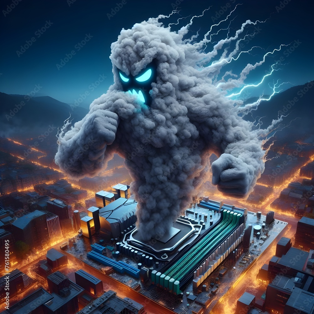 Ai generates illustration tech a human monster in the form of a giant ...
