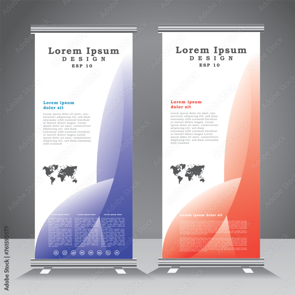 Business roll up banner template with three sections, vertical banner ...