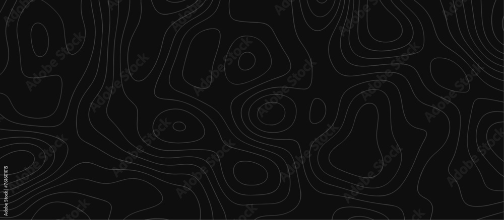 Abstract outline topographic contour map background. Dark texture ...