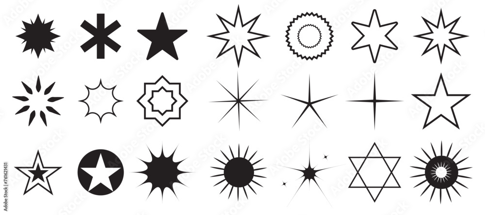 Stars collection. Star vector icons. Black set of Stars, isolated on transparent background ...