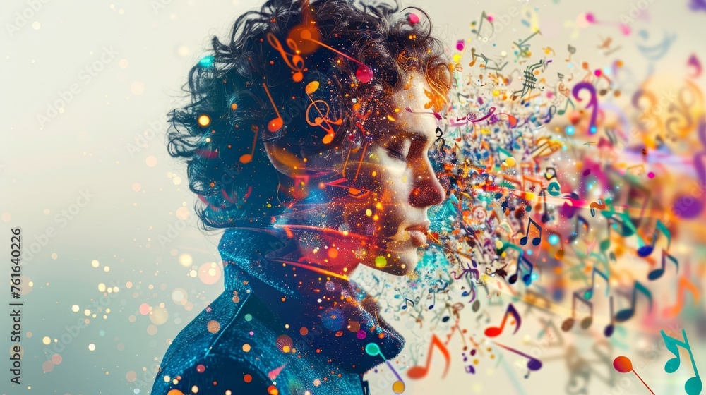 The essence of music visualized in an abstract representation, with a ...