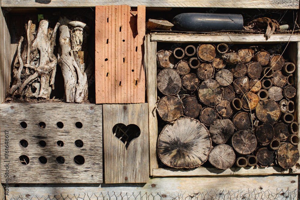Insect hotel made from recycled material. hotel for pollinating insects ...
