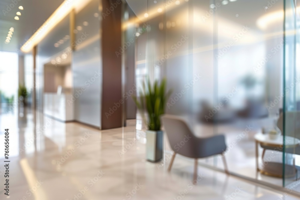 Blurred hotel or office building lobby blur background interior view ...