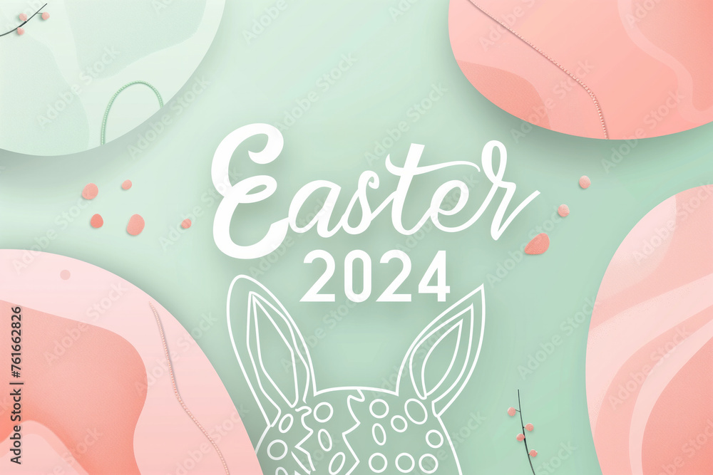 Festive easter 2024 backdrop with pastel colors and bunny motif Stock ...