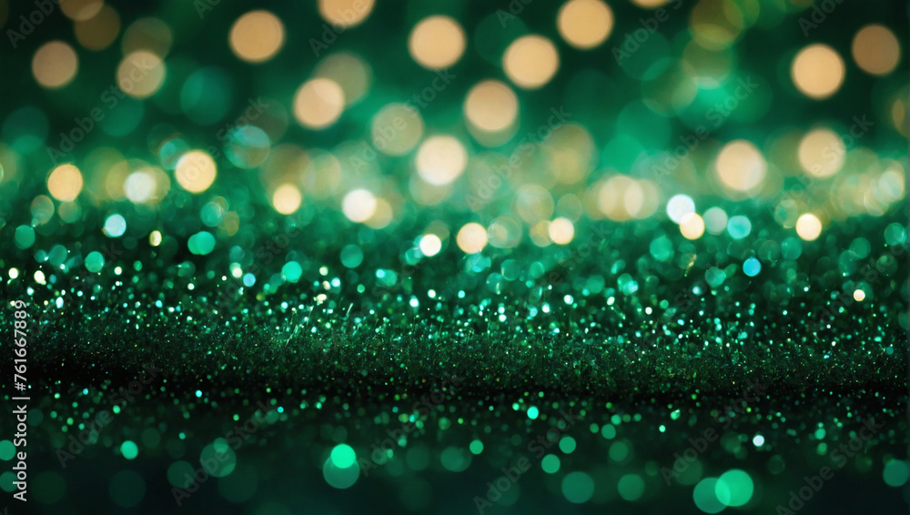 Emerald green glitter bokeh texture background, with a sparkling ...