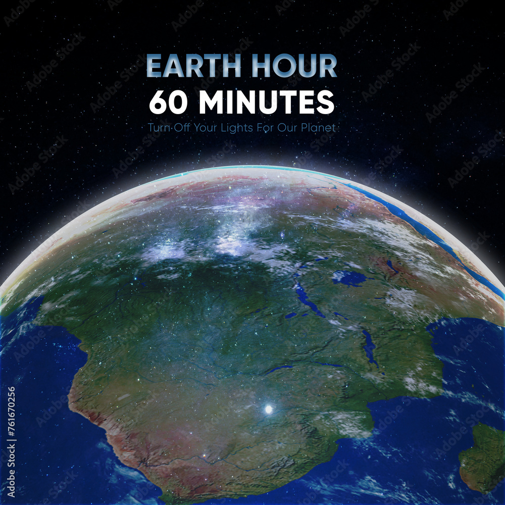 Earth Hour 60 minutes poster campaign. Planet Earth in outer space ...