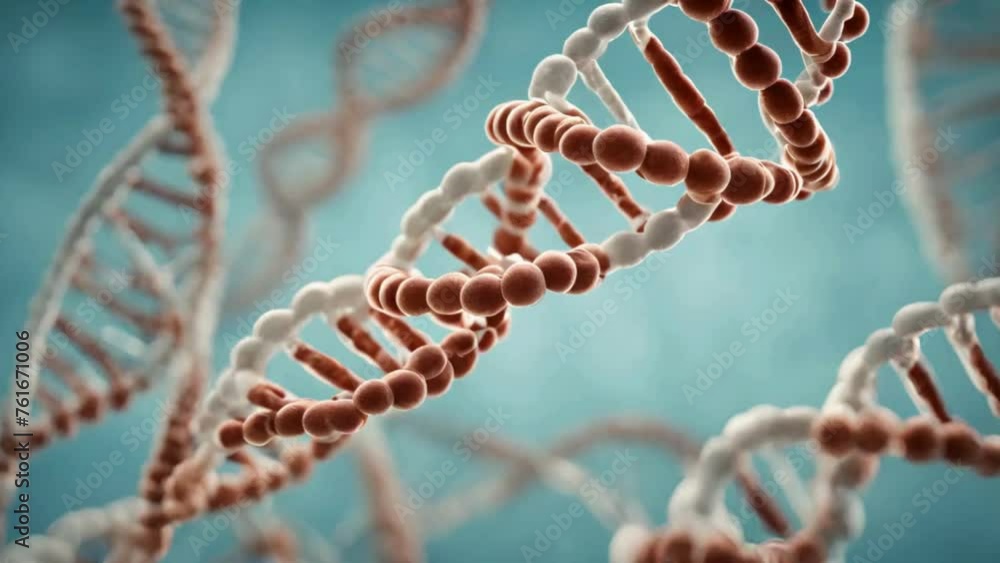 DNA double helix. 3D animation of DNA nucleotide molecules. background ...