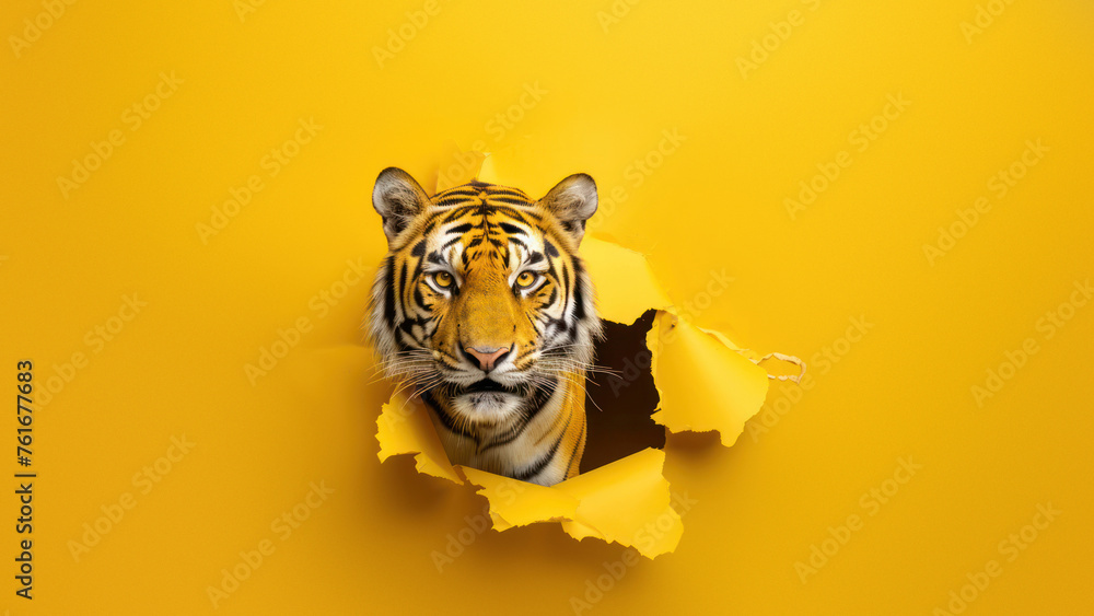 A stunning shot capturing a tiger's face as it seemingly emerges ...