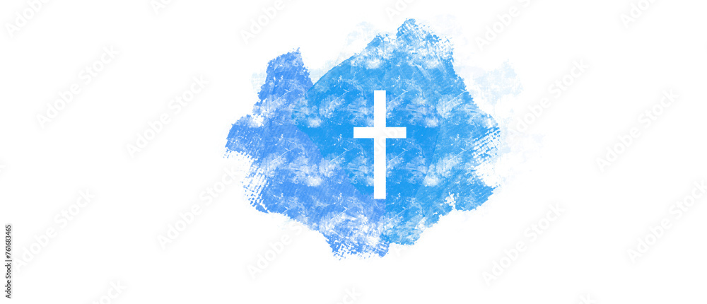 cross on blue background, cross on the sky, Watercolor eps Easter cross ...