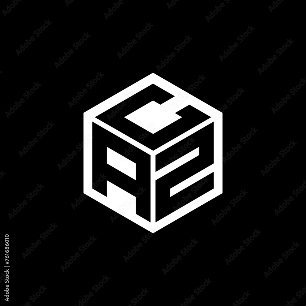 AZC letter logo design with black background in illustrator, cube logo ...