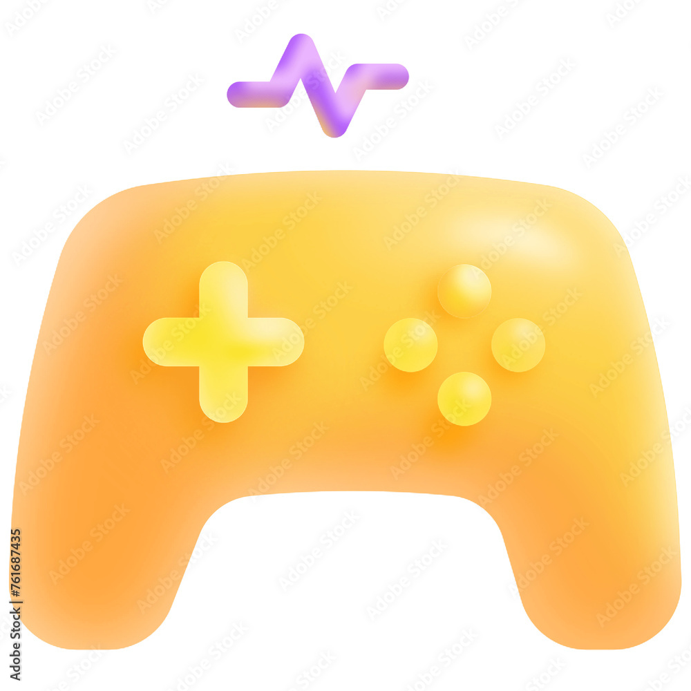 A yellow controller with a purple line on it. The controller is ...