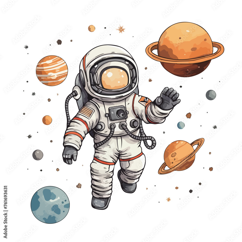 Whimsical Astronaut Clipart Clipart isolated on white Stock Vector ...