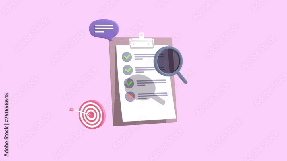 Animated Paper Clipboard To do List With Check Mark, Search Icon ...