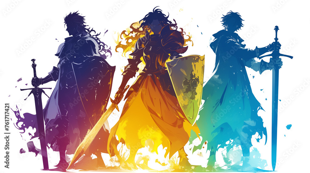 transparent png of full body silhouettes of fantasy characters, mages ...