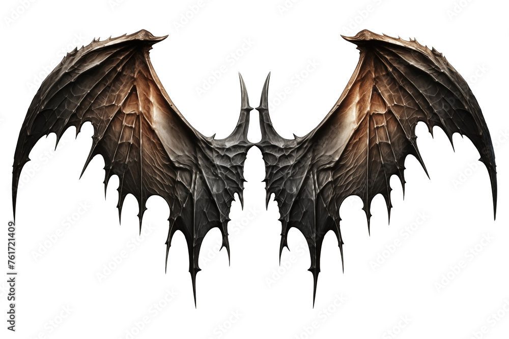 Realistic Demon dark wings PNG isolated on a white and transparent background - hell underworld ...