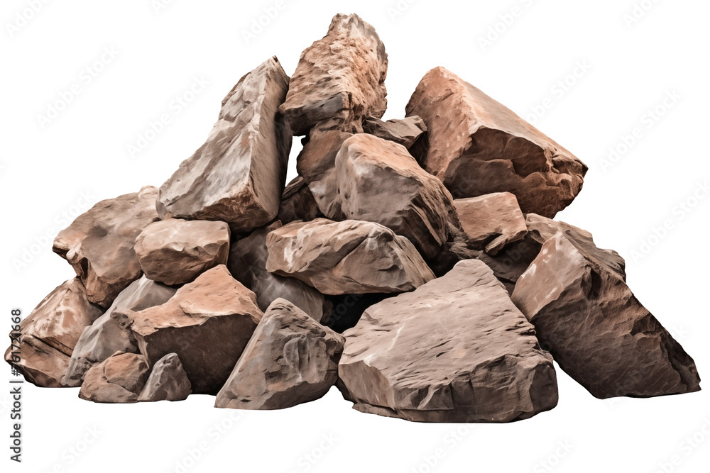 Cut out rock stones composition PNG boulders layout isolated on a white ...