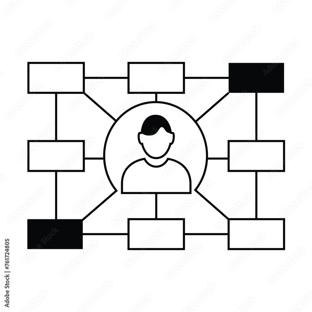 Matrix Organisational Icon Illustration. Flexible Matrix Organizational ...