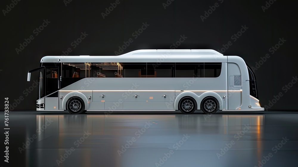 premium isolated image of a big white tour bus from the side. Perfect ...