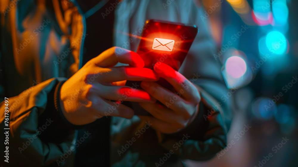 Smartphone receiving a dangerous phishing SMS visual warning signs ...