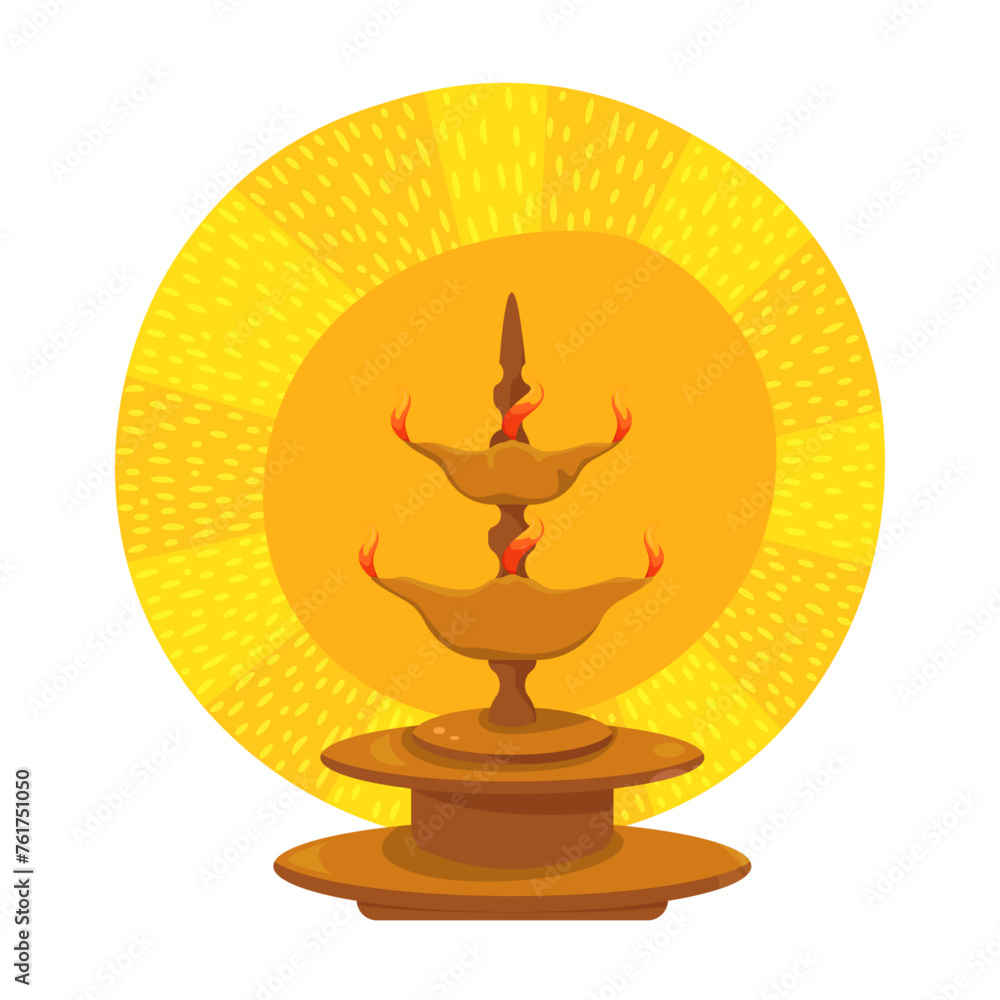 Sinhala & Tamil New Year vector elements , Oil lamp and sun, Suba aluth ...