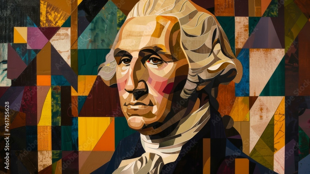 George Washington portrayed in Cubism Art as an Abstract Colorful ...