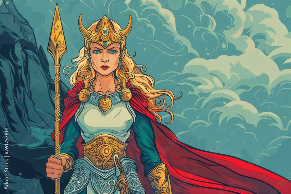 Frigg Queen of Asgard depicted as a Norse Goddess in a Cartoon ...
