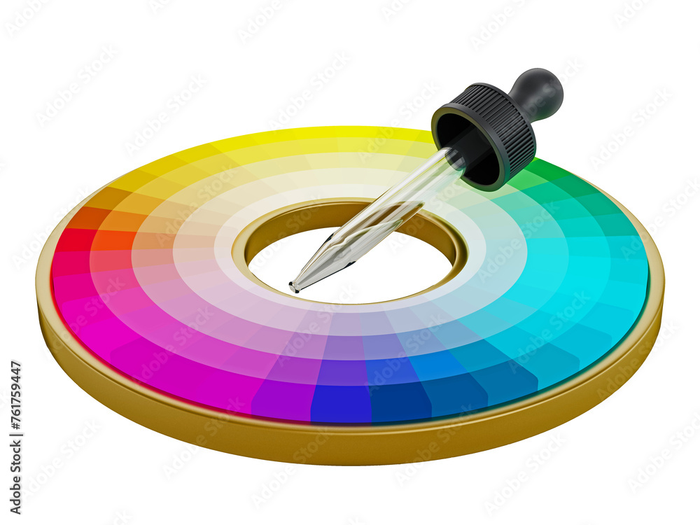 Color picker and color wheel isolated on transparent background. 3D ...