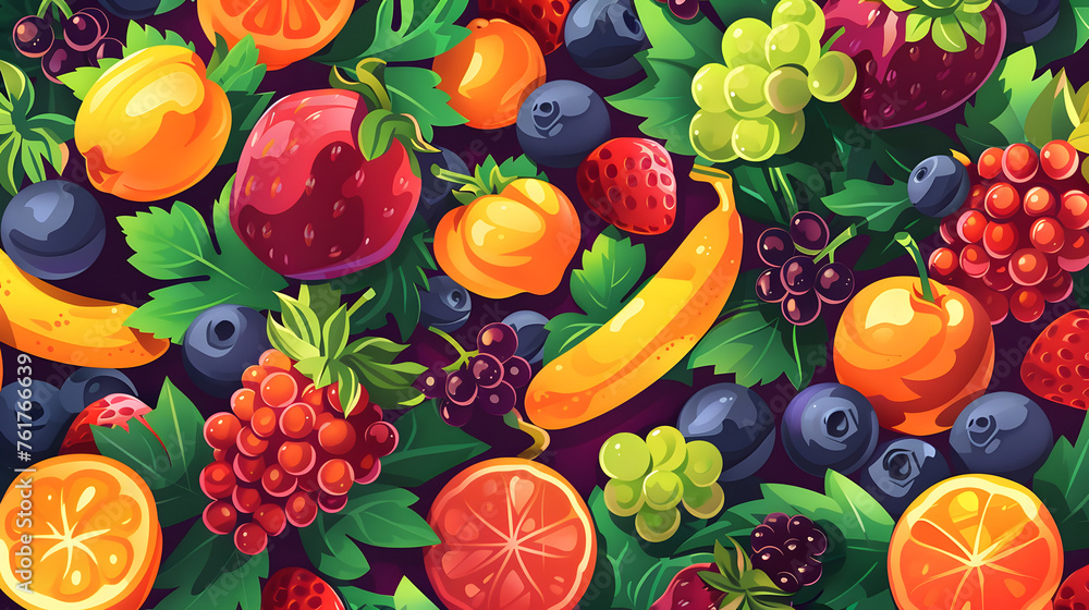 Fruity background, wallpaper full of fruits, berry background Stock ...