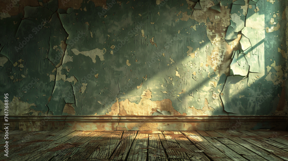 image of a wallpapered wall with a ripping texture, showing the ...