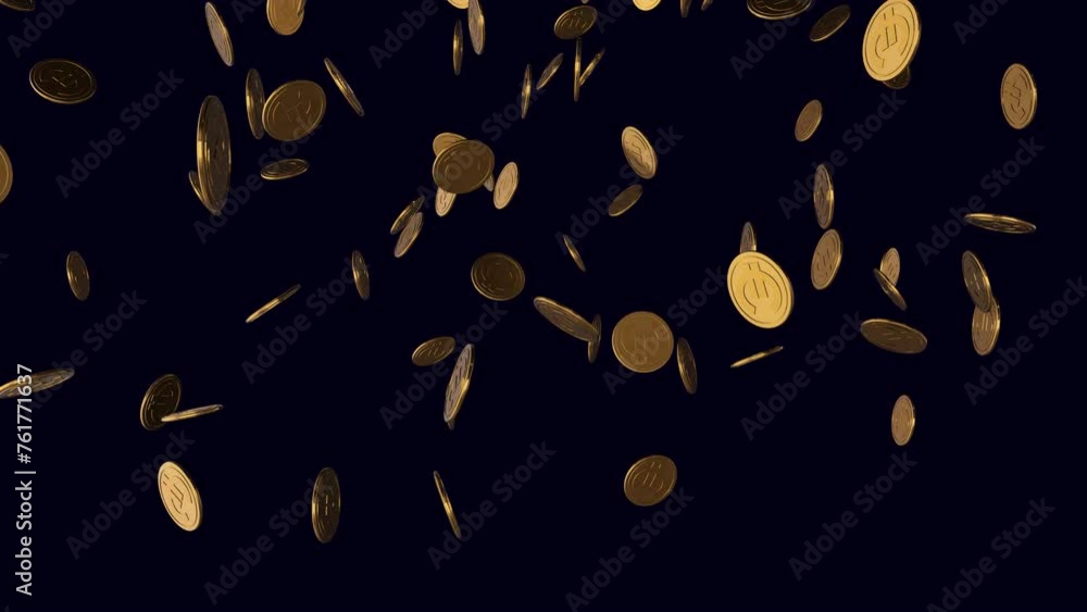 Coins drop. Coins rain animation on transparent background. Falling ...