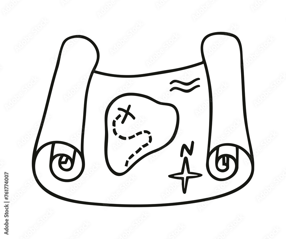 Treasure map symbol, simple style outline silhouette icon. Png clipart ...