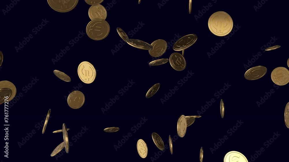 Coins drop. Coins rain animation on transparent background. Falling ...