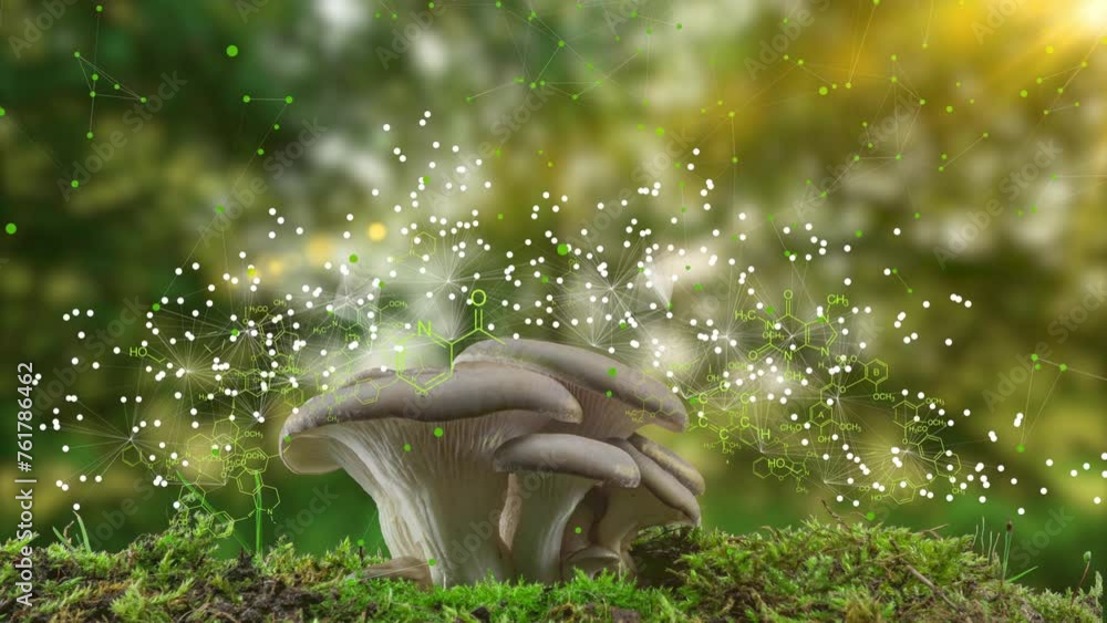 time lapse of mushroom growth on forest landscape background with ...
