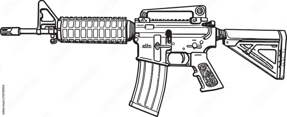 Military Power M16 Rifle Symbol in Black Vector Battle Ready Icon M16 ...