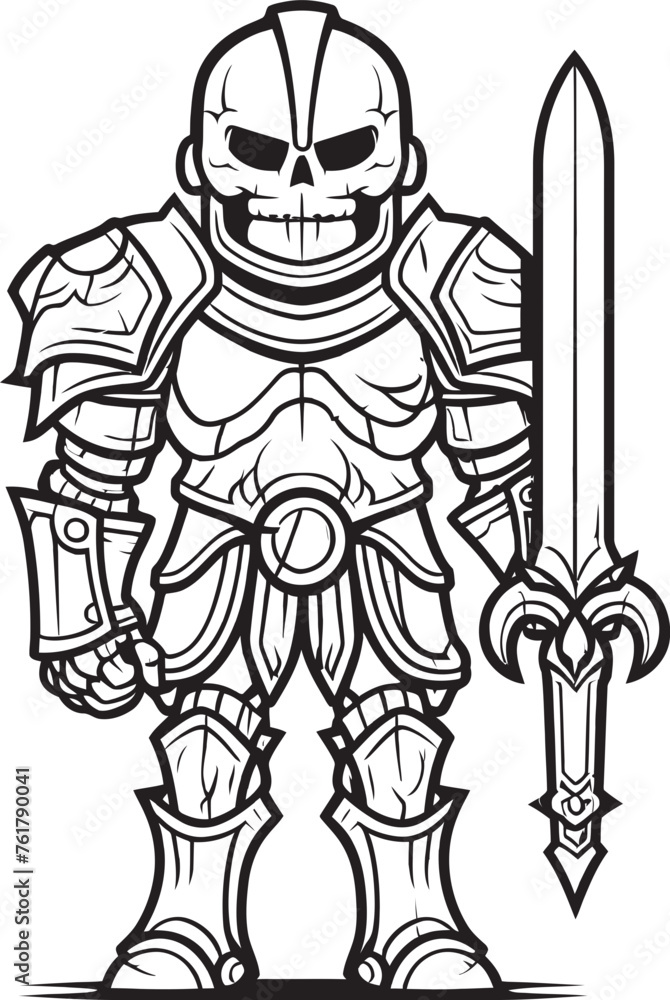 Spectral Warrior Skeleton Knight Symbol in Black Vector Dark Defender ...