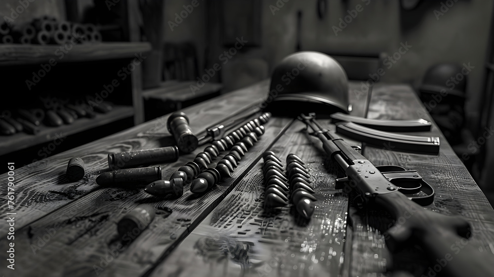 Monochrome Display of World War II American Weaponry: Remnants of A ...