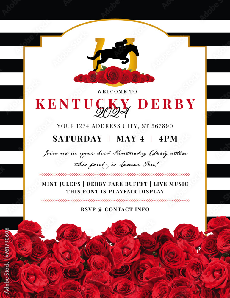 Kentucky Derby Event Party Flyer Invitation Stock Vector | Adobe Stock