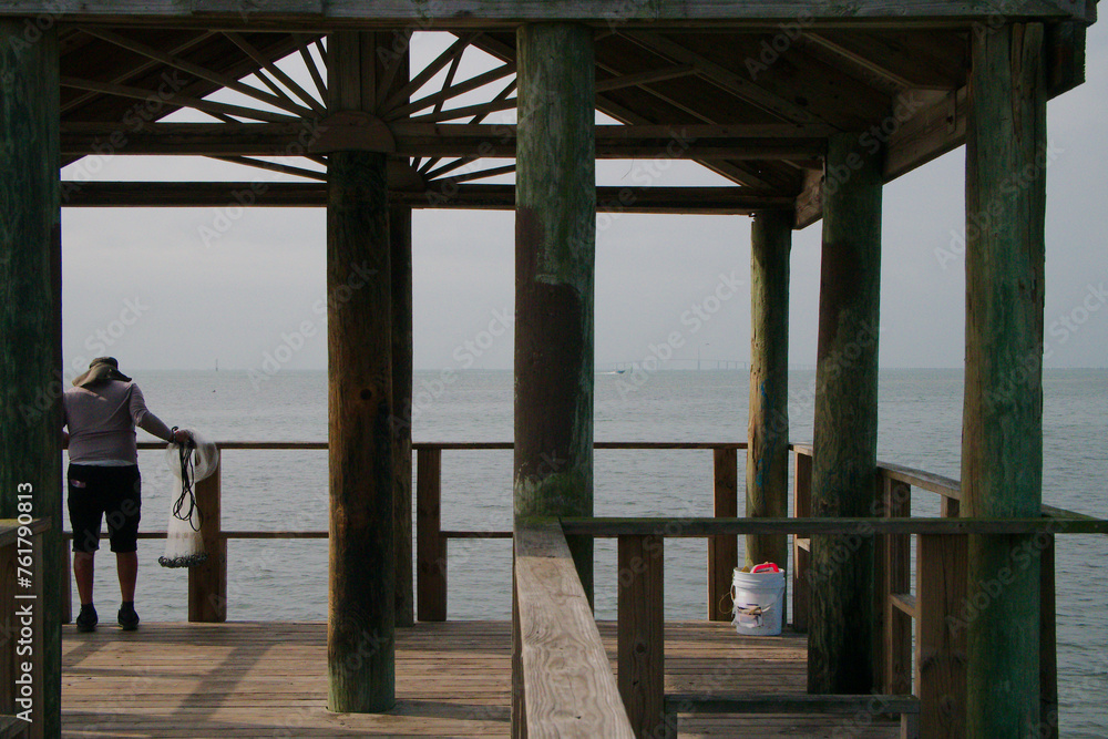 Wide View out Bay Vista Park pier with leading lines towards Tampa Bay ...