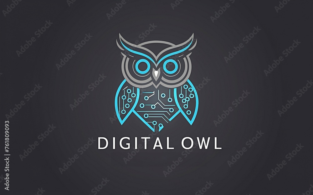 "Digital Owl" showcases a modern owl logo with circuit board feathers ...