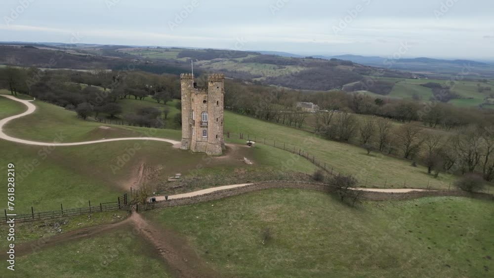Broadway Tower, in the Cotswolds, Rural England, UK. Known as the ...