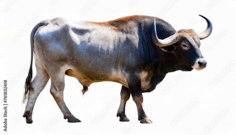 male grey giant ox castrated bull used as draft animal isolated on ...