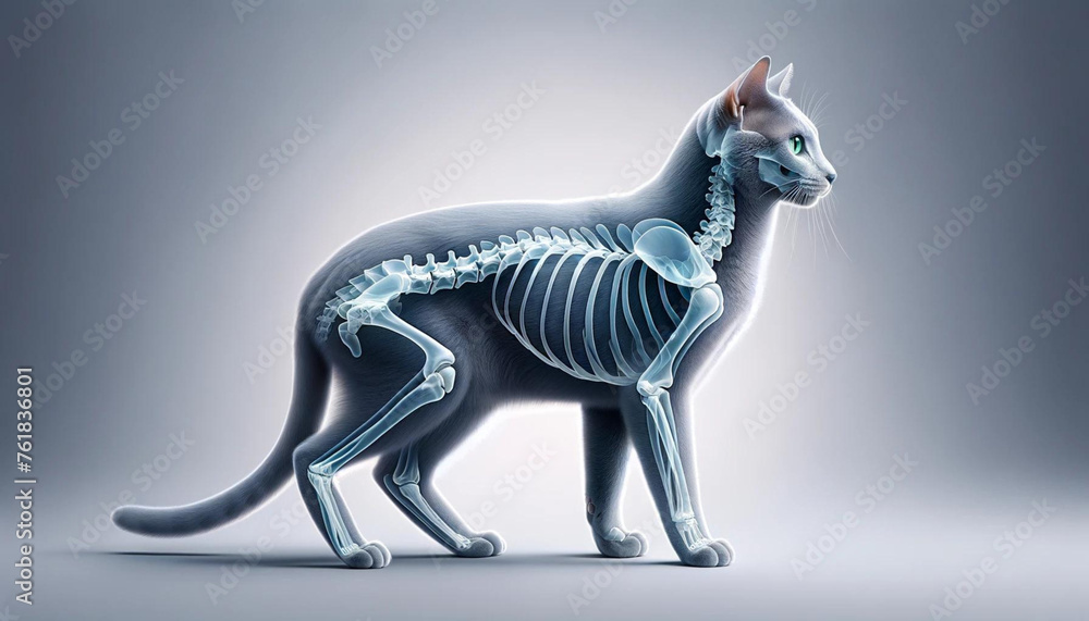 feline anatomy, showcasing skeletal structure Stock Illustration ...